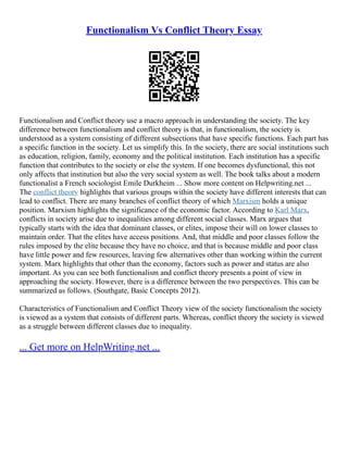 Conflict Theory Vs. Structural Functionalism | PDF