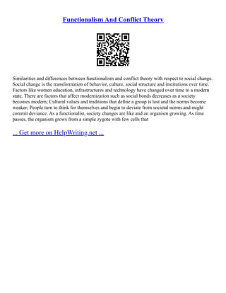 Conflict Theory Vs. Structural Functionalism | PDF
