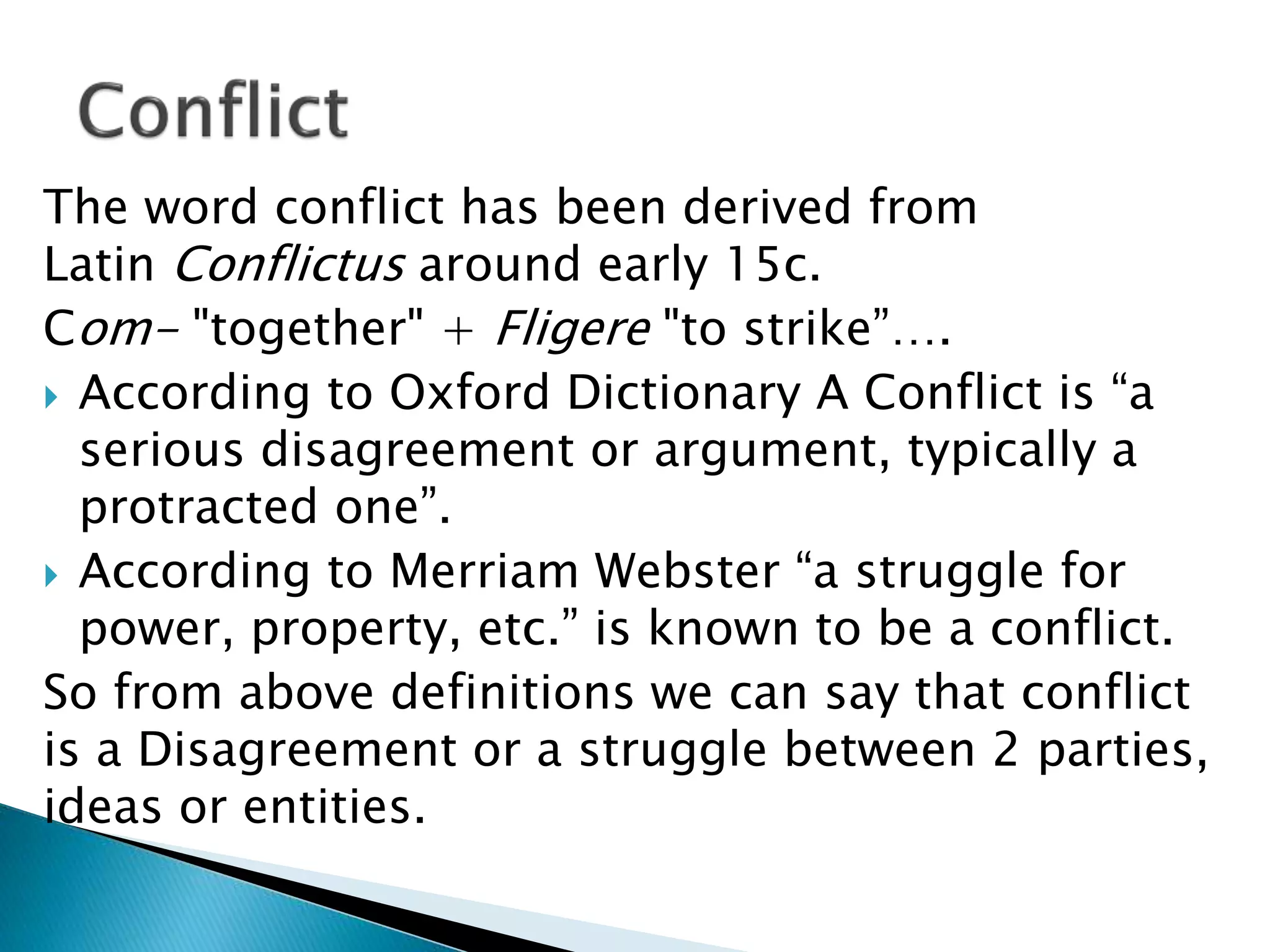 Conflict (types and causes),conflict resolution | PPTX