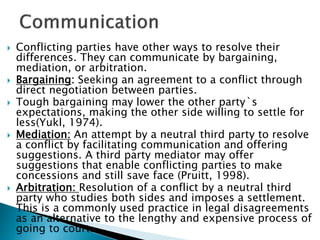 Conflict (types and causes),conflict resolution | PPTX