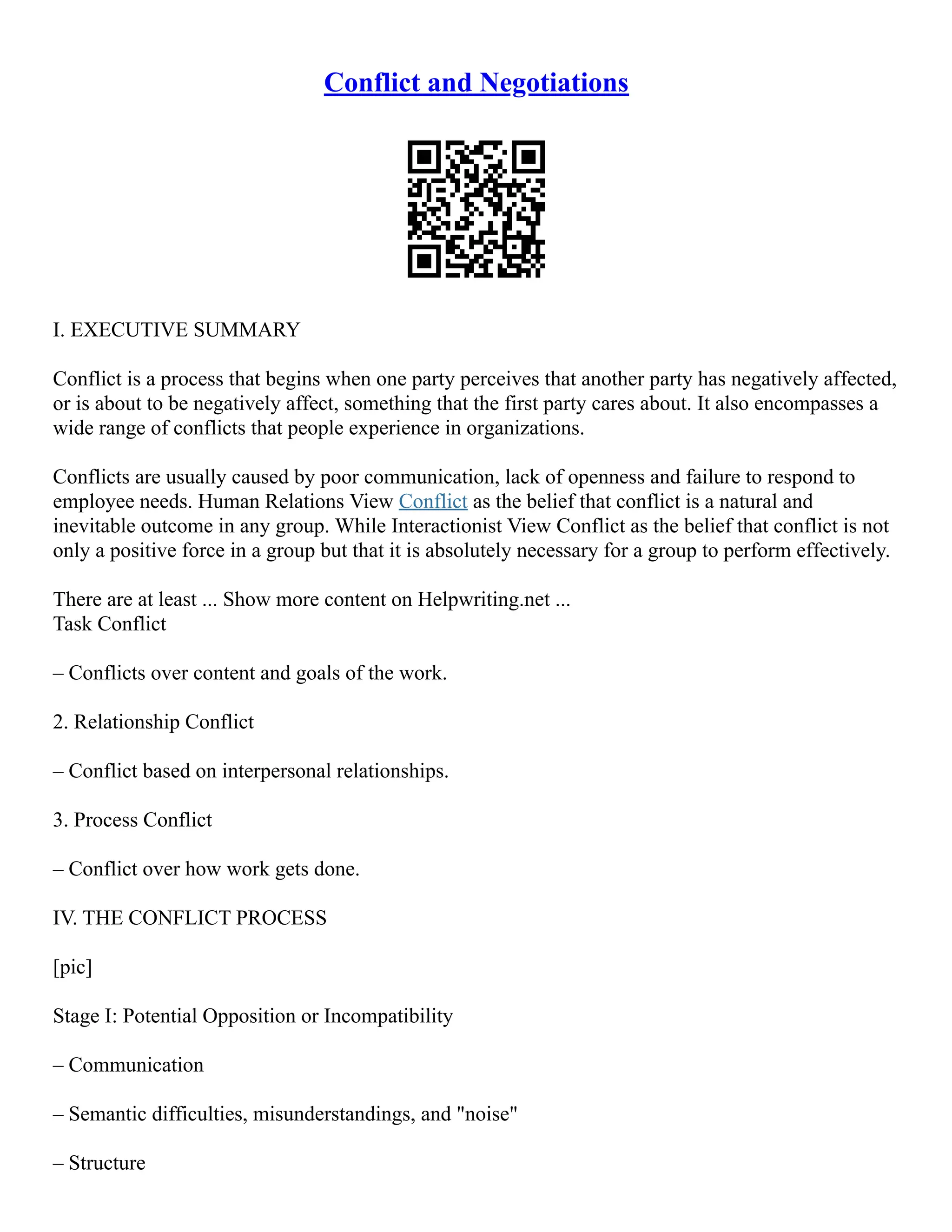Conflict Worksheet | PDF