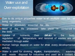 Uses and Exploitation of Water Conflicts Over Water- National and ...