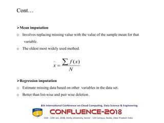 A survey on missing information strategies and imputation methods in ...