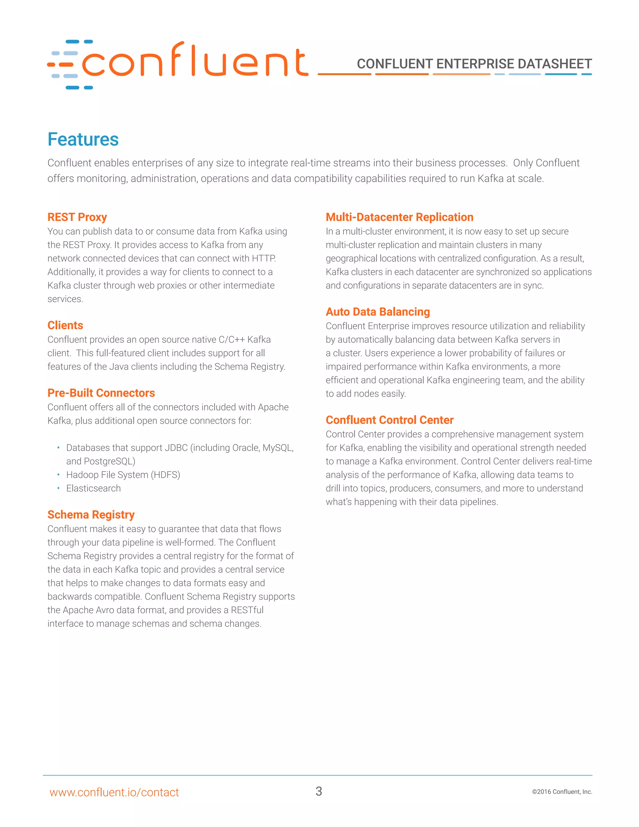 Confluent Enterprise Datasheet | PDF