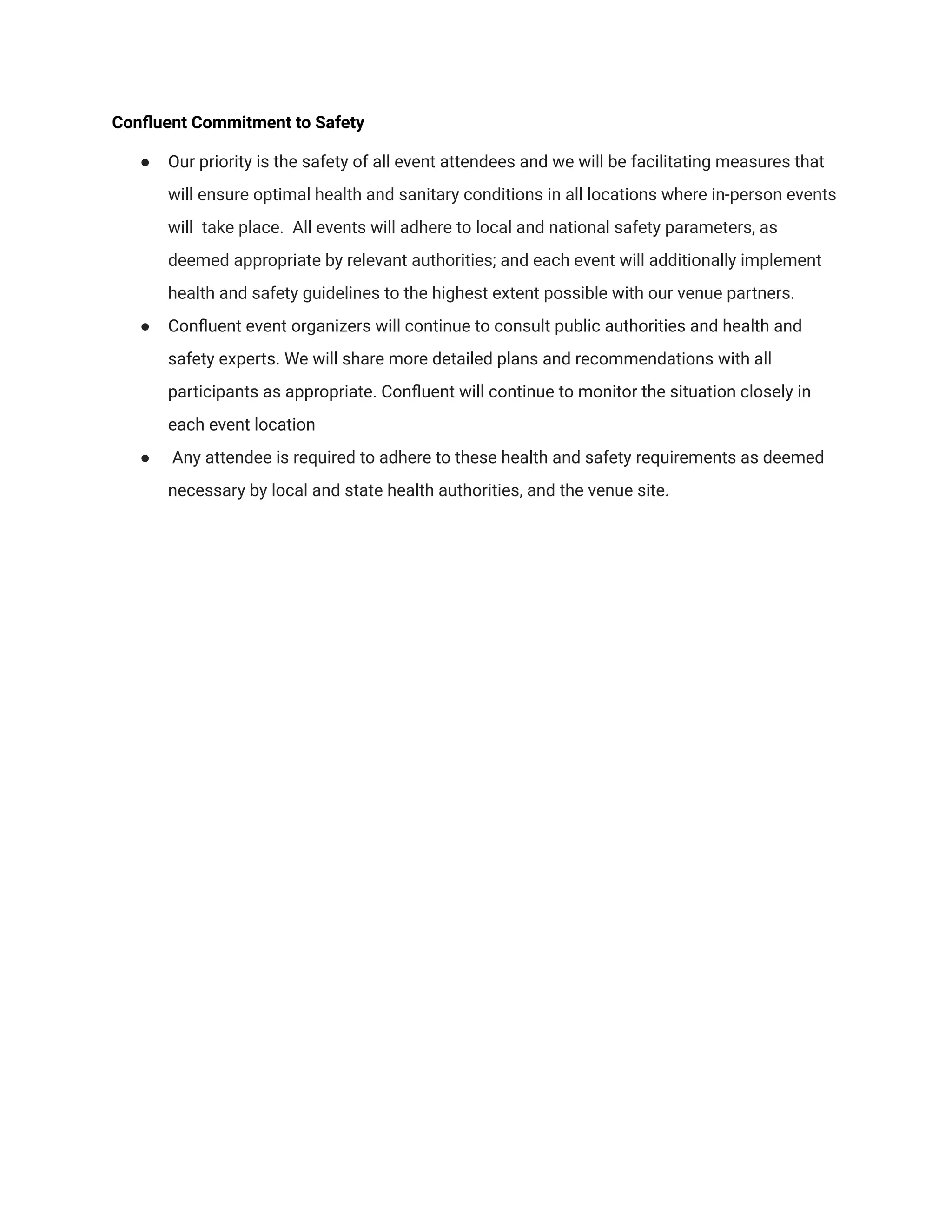 Confluent Commitment to Safety | PDF