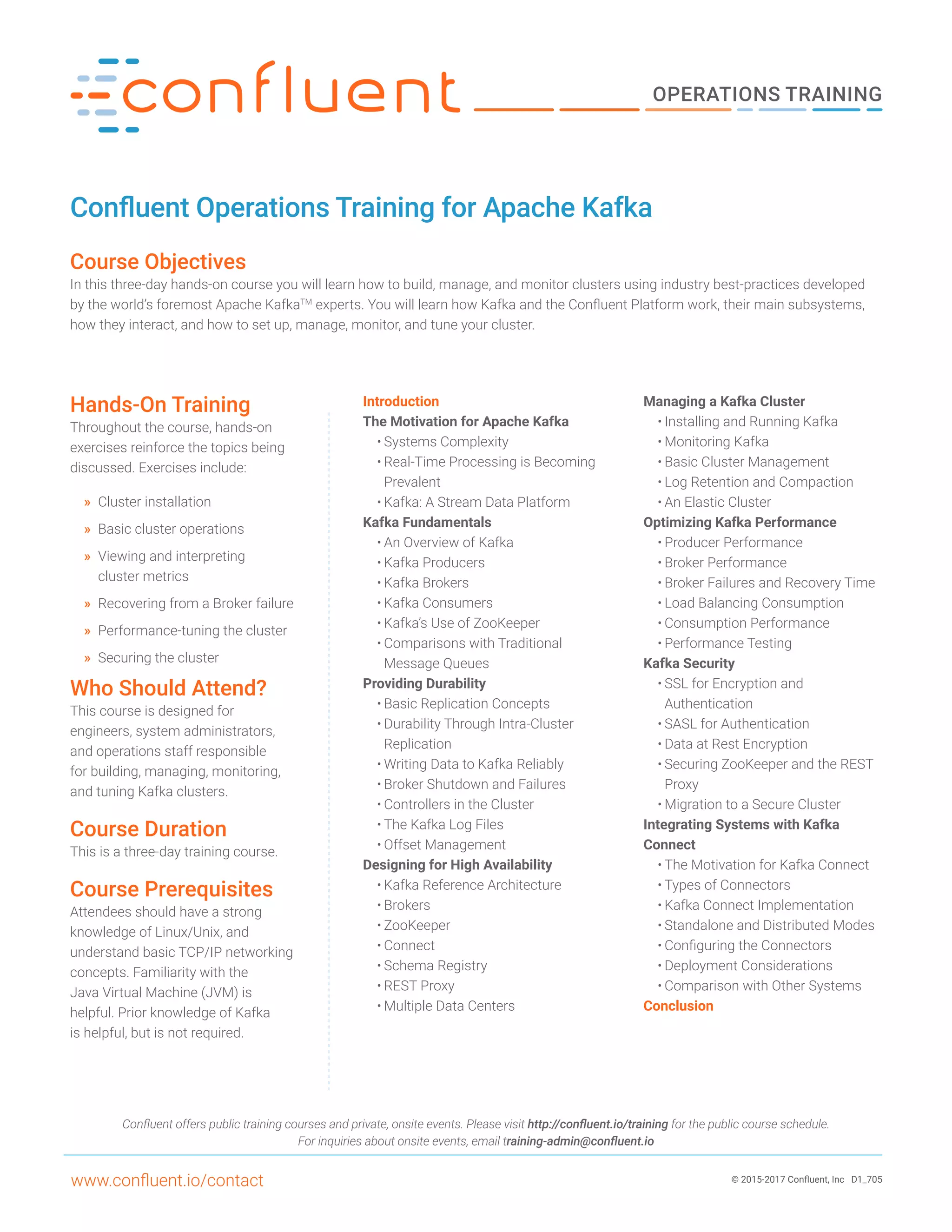 Confluent Operations Training for Apache Kafka | PDF