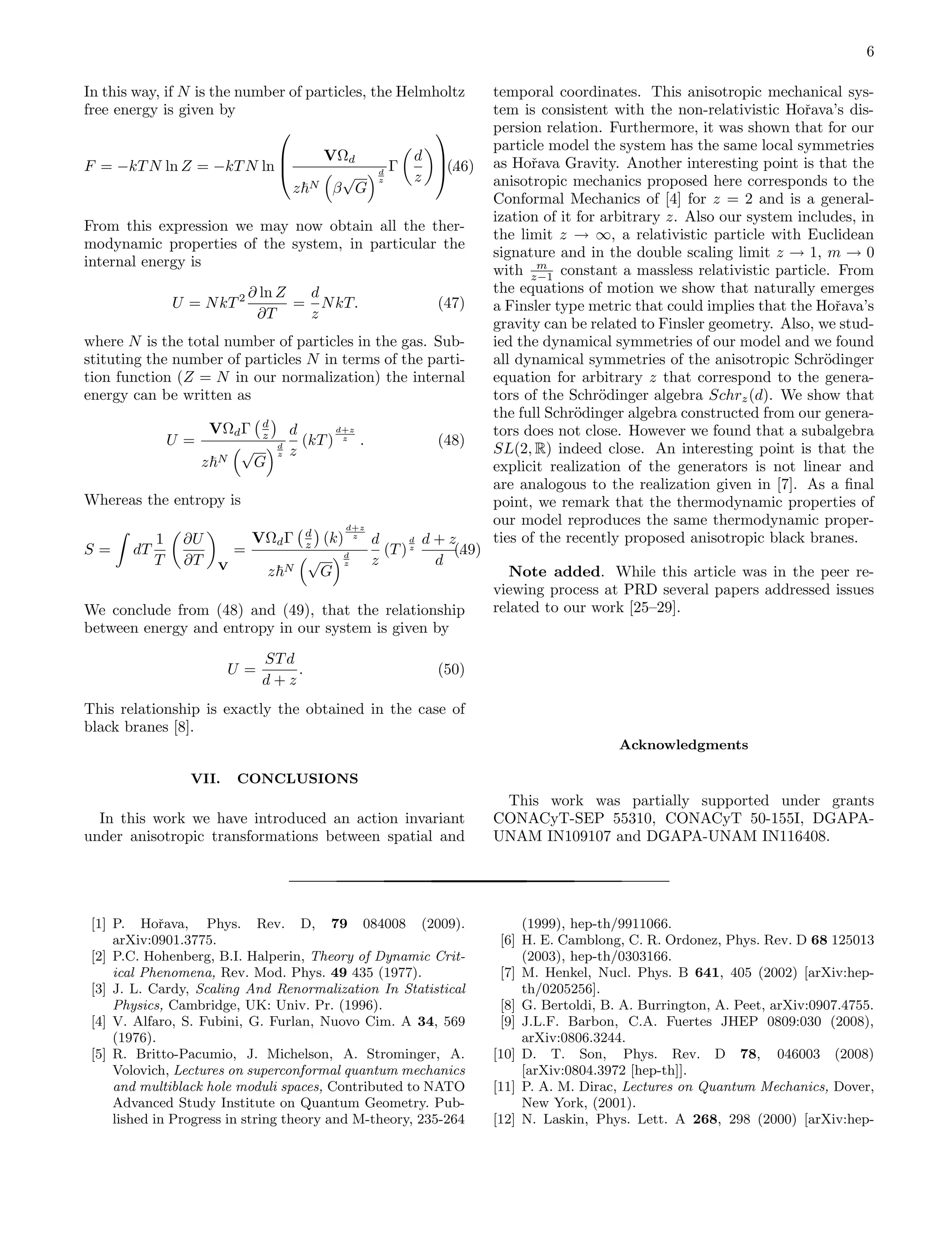 Conformal Anisotropic Mechanics And Horavas Particle | PDF