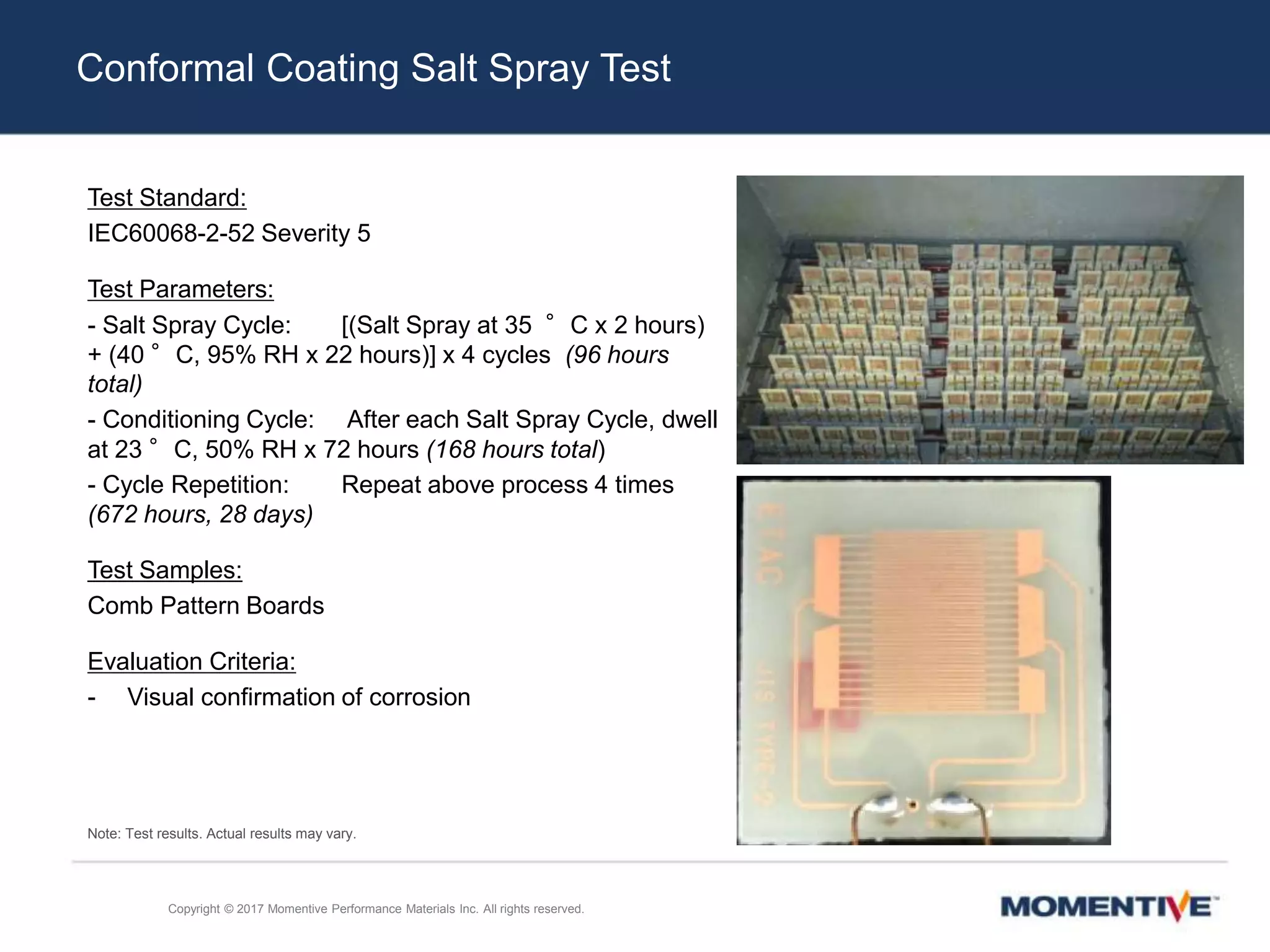 Conformal Coating Salt Spray Comparison Test | PPTX