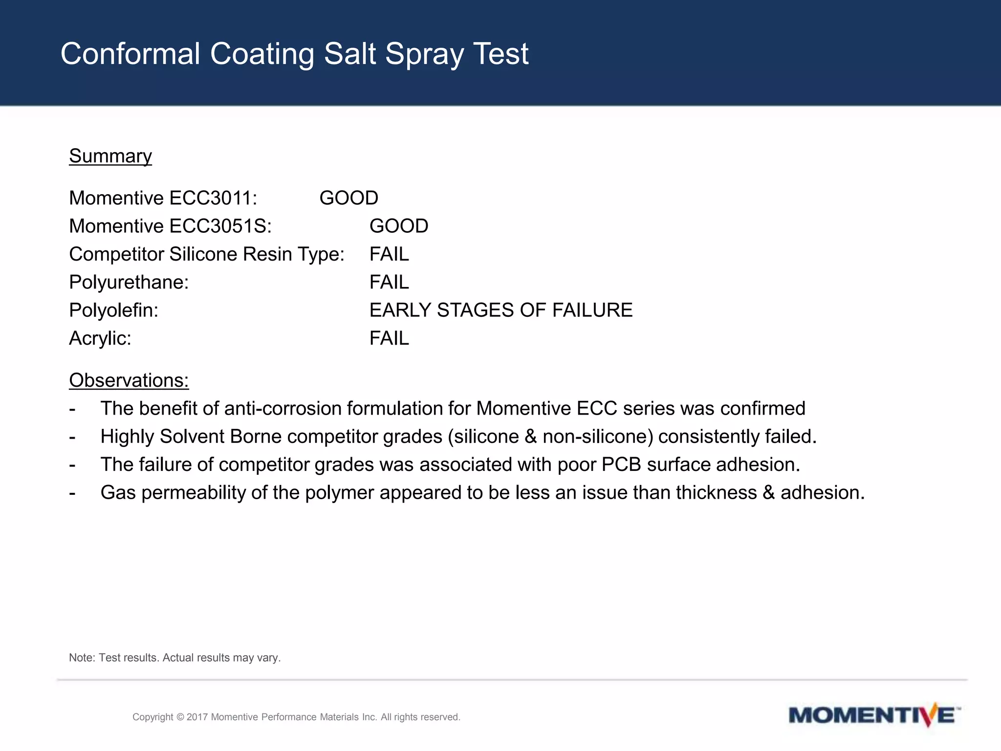 Conformal Coating Salt Spray Comparison Test | PPTX