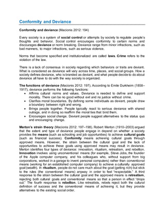 Conformity and deviance | DOCX