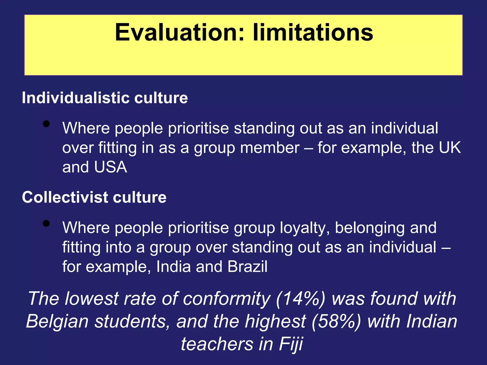 Conformity asch line experiments | PPTX