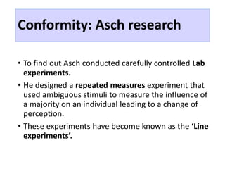 Conformity asch line experiments | PPTX