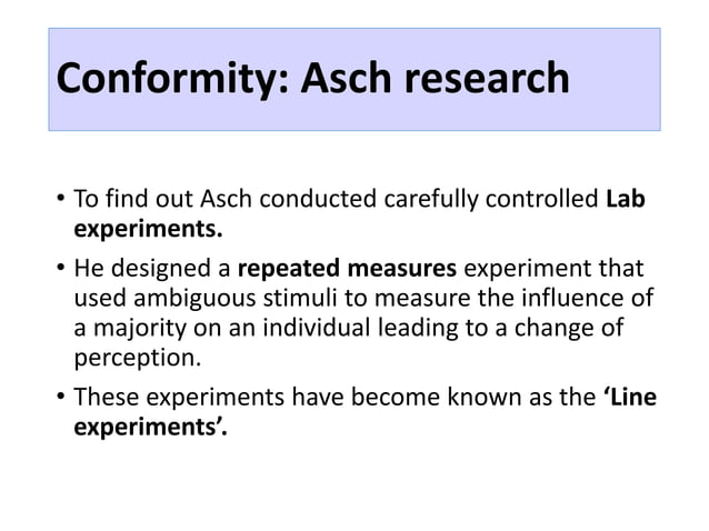 Conformity asch line experiments | PPT