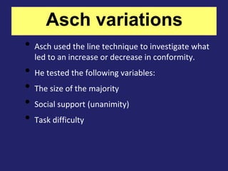 Conformity asch line experiments | PPTX