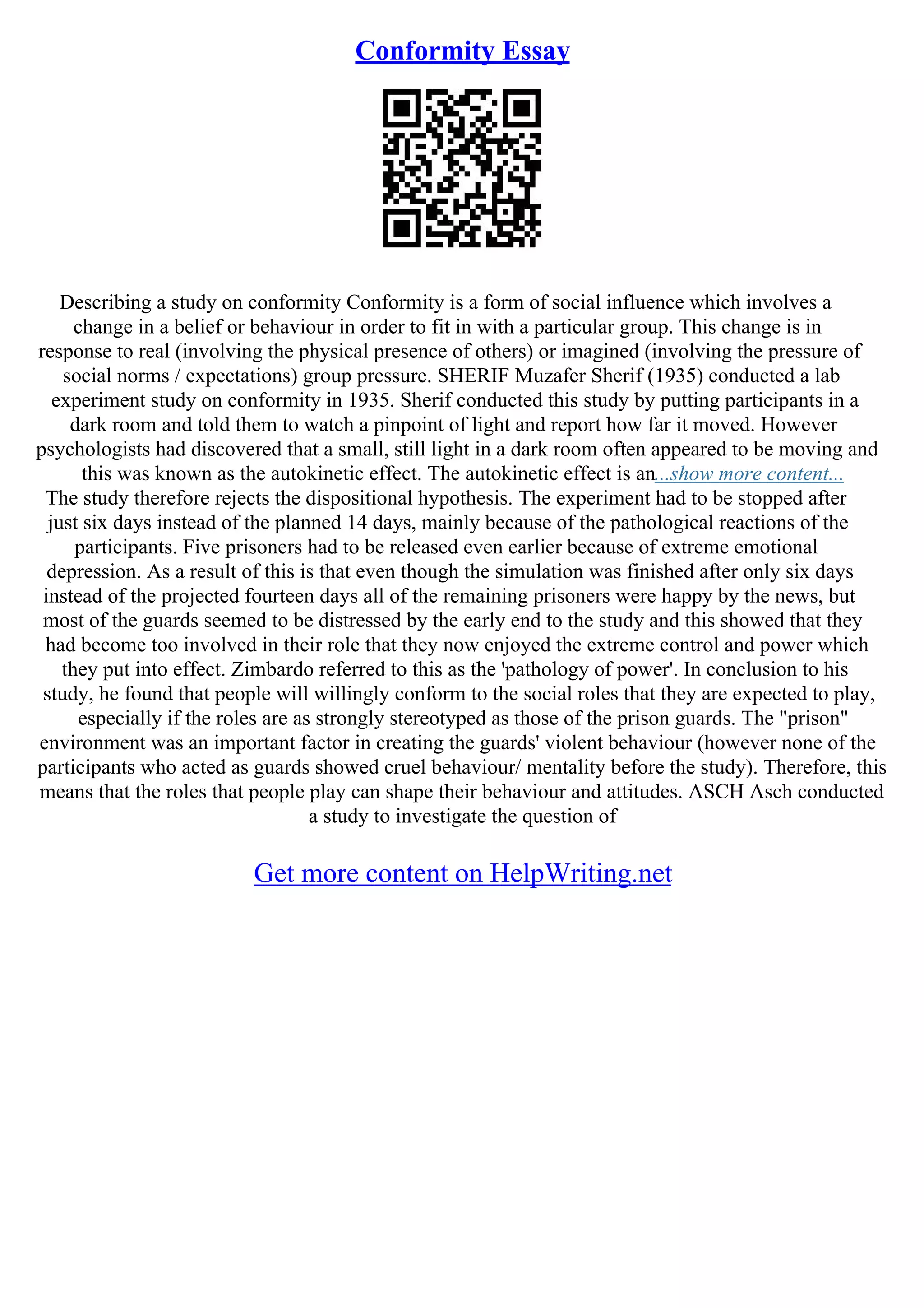 Conformity Essay | PDF