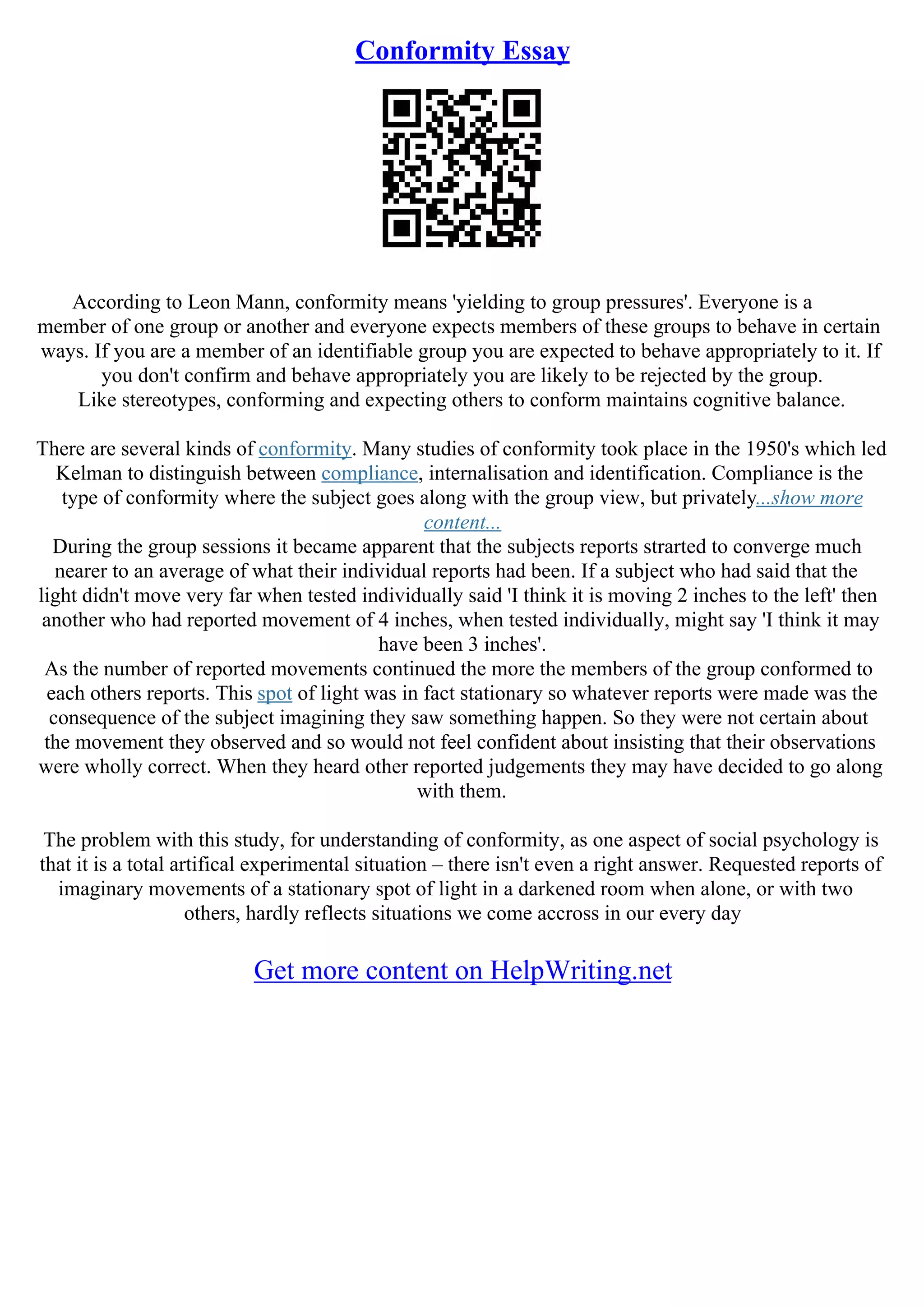 Conformity Essay | PDF