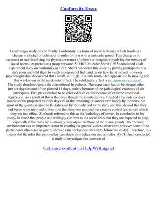 Conformity Essay | PDF