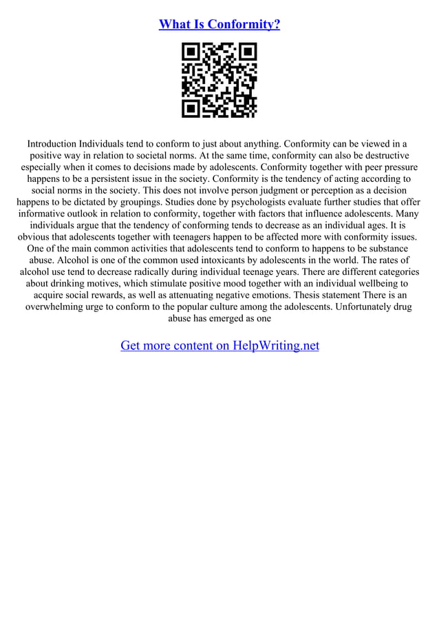 Conformity Essay | PDF | Free Download