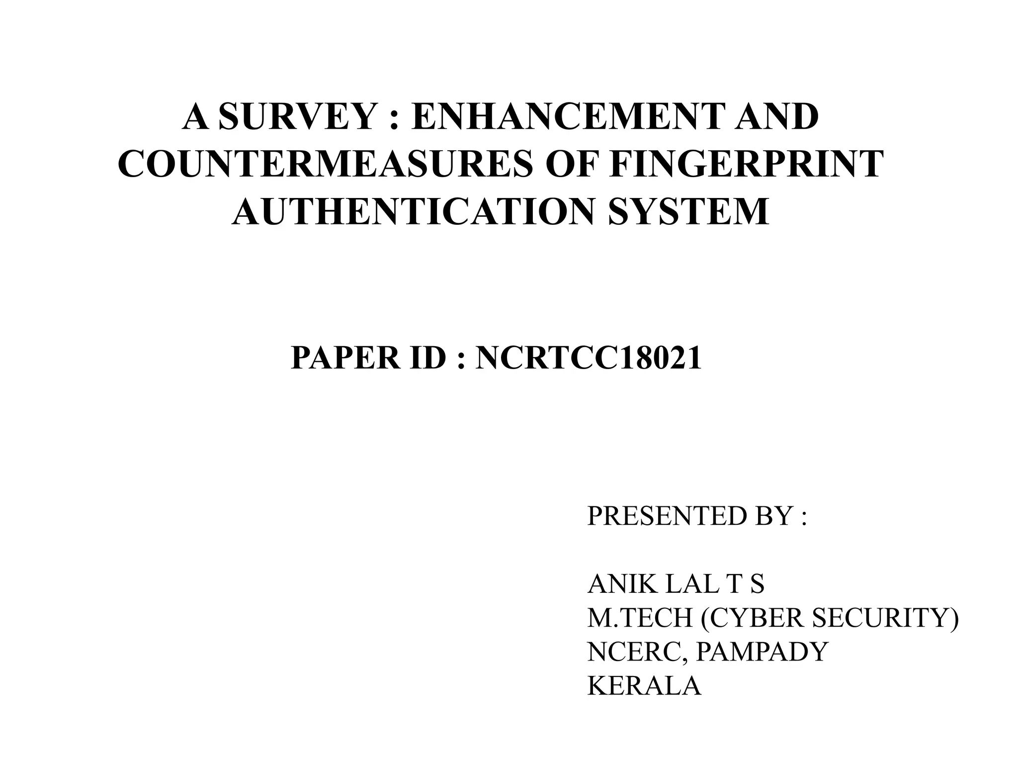 Fingerprint Analaysis | PPTX