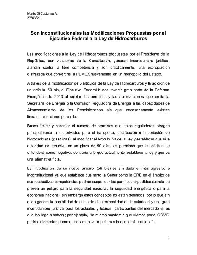 Ley De Hidrocarburos Pdf