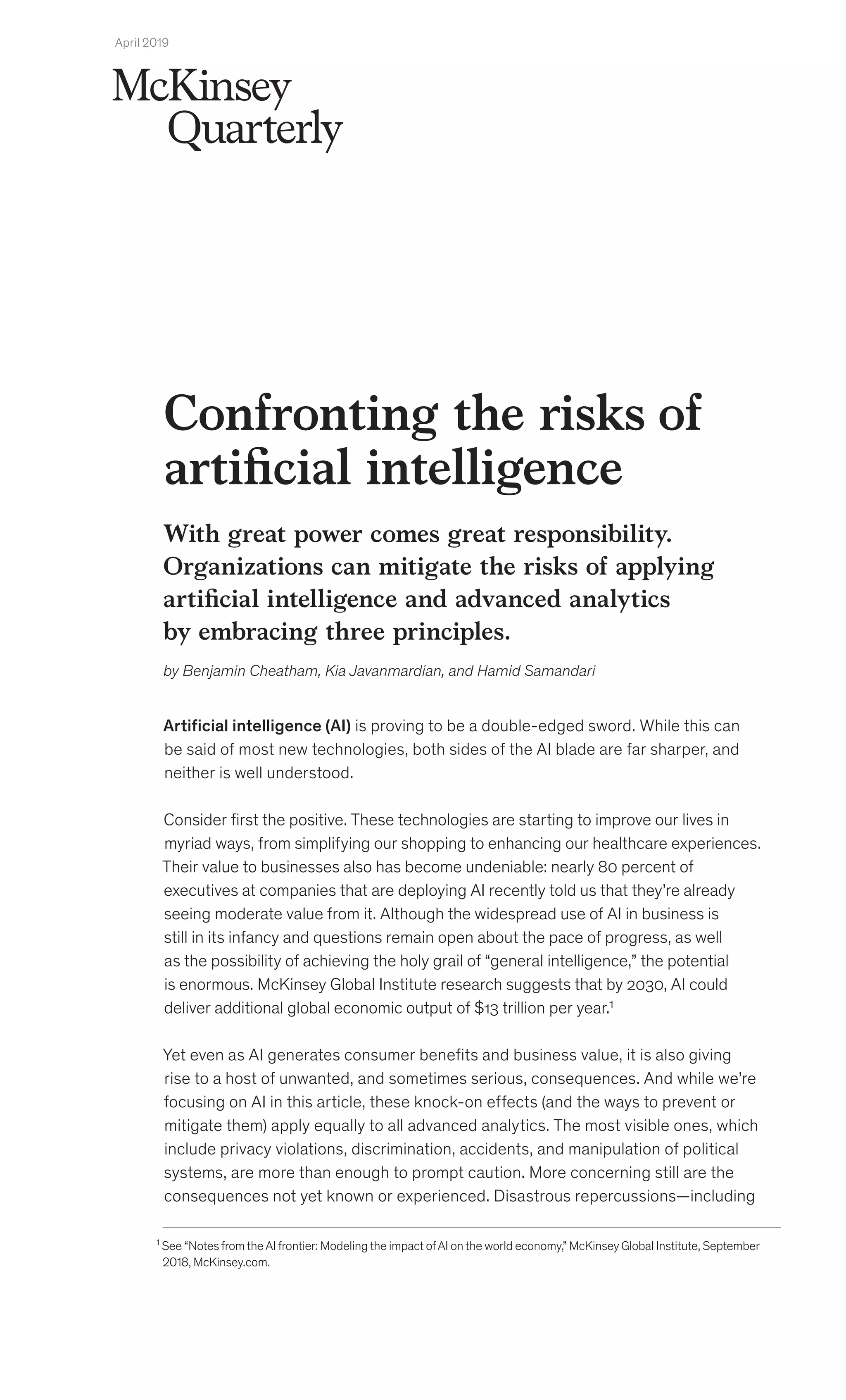 Confronting the risks of artificial Intelligence | PDF