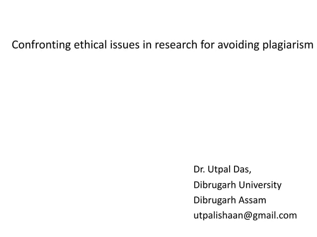 Confronting ethical issues in research for avoiding plagiarism | PDF