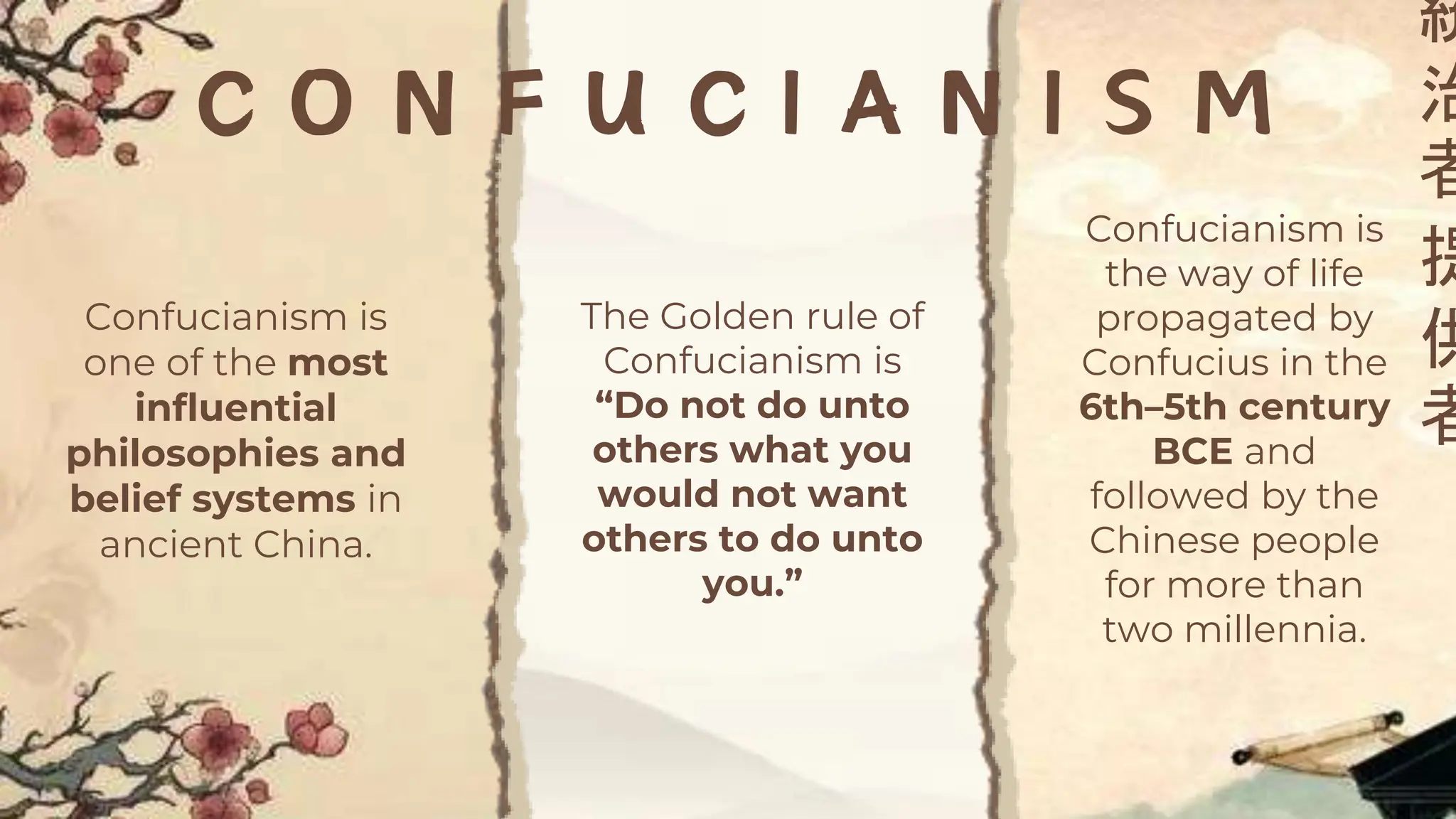 CONFUCIANISM; (FACT: CONFUCIUS = latinized form of the mandarin chinese ...