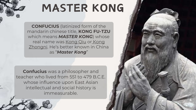 CONFUCIANISM; (FACT: CONFUCIUS = latinized form of the mandarin chinese ...