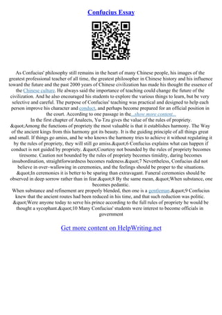Confucius Essay | PDF