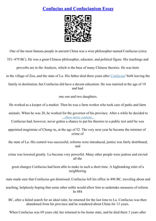 Confucius Essay | PDF