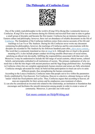 Confucius Essay | PDF