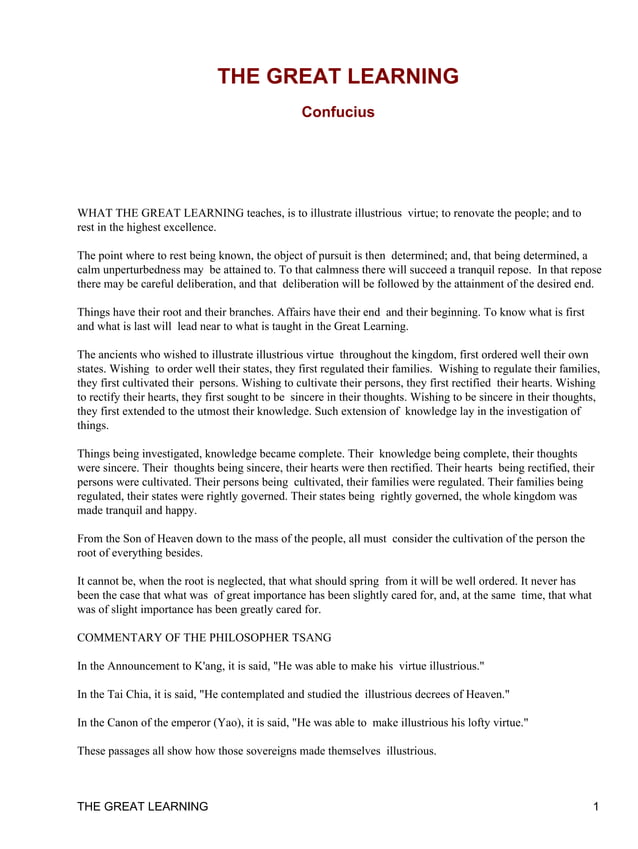 Confucius Great Learning | PDF | Buddhism | Religion & Spirituality