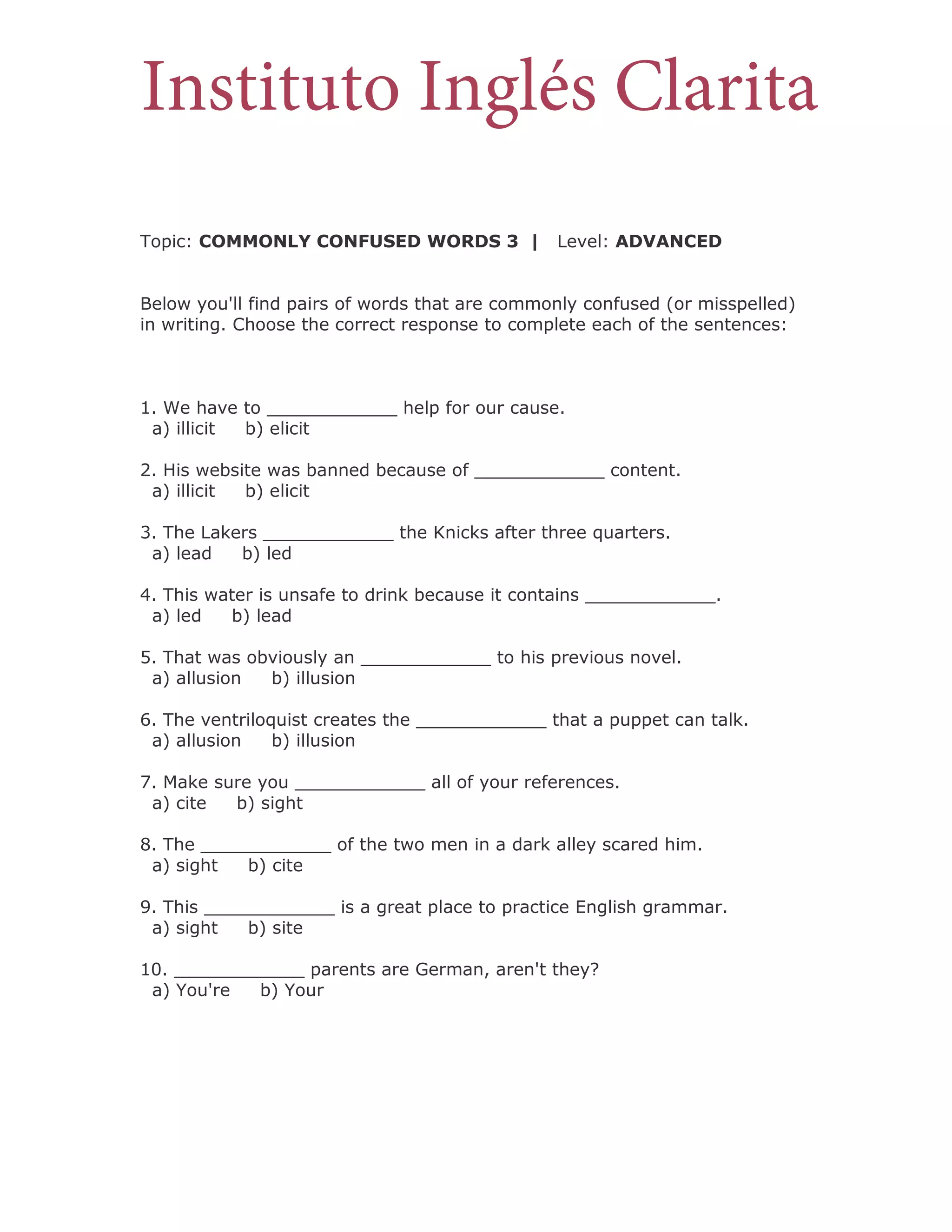 Confused words3-student | PDF