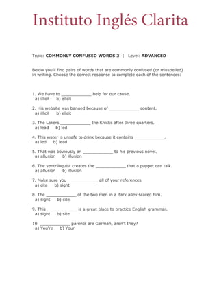 Confused words3-student | PDF