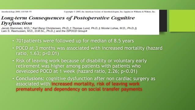 post operative cognitive dysfunction | PPTX