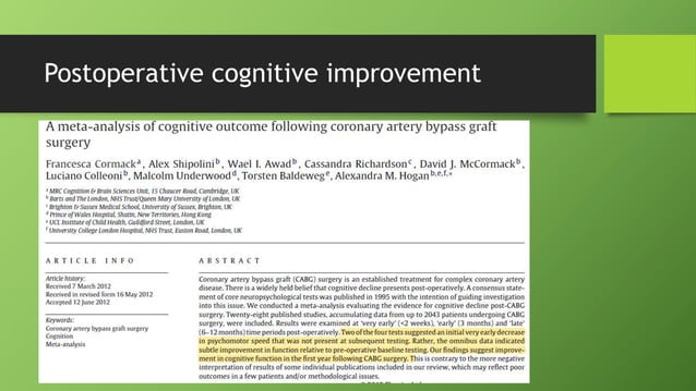 post operative cognitive dysfunction | PPTX