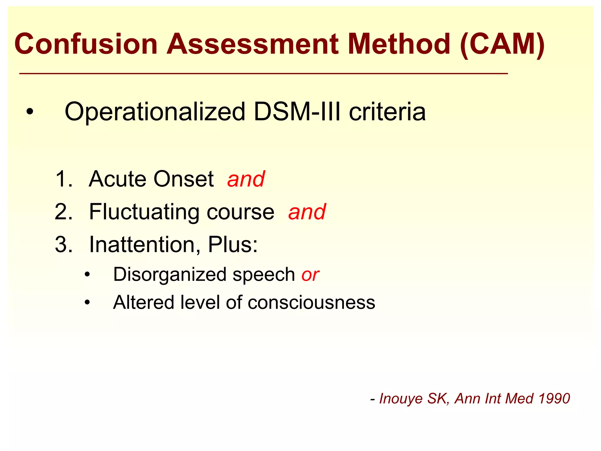 Overview of Confusion & Delirium for Clinicians (July 2007) | PDF