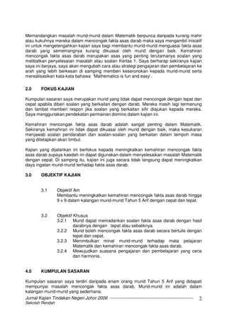 Meningkatkan Kemahiran Fakta Asas Darab | PDF