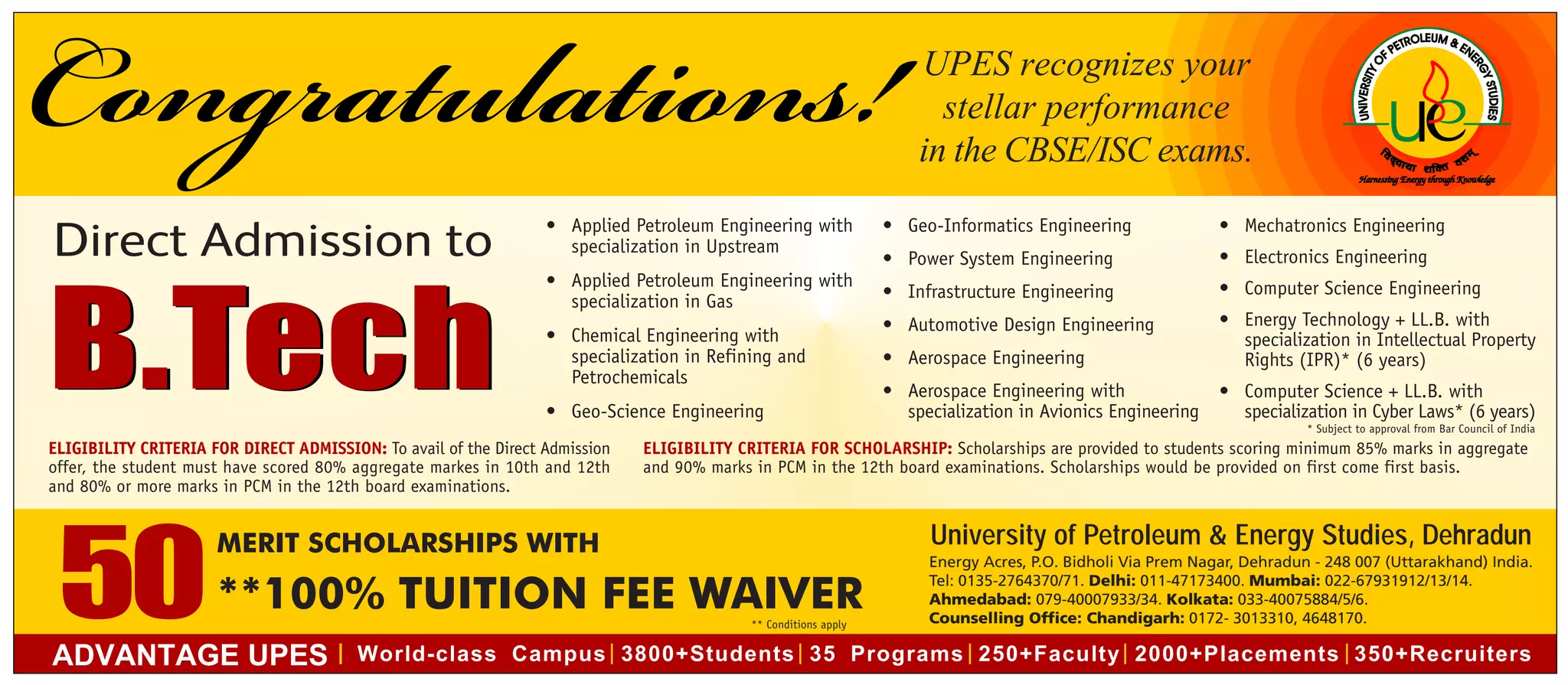 Direct Admission to B.Tech :UPES | PDF