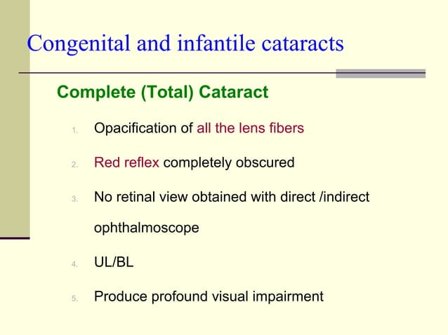 Congenital & infantile cataract | PPT