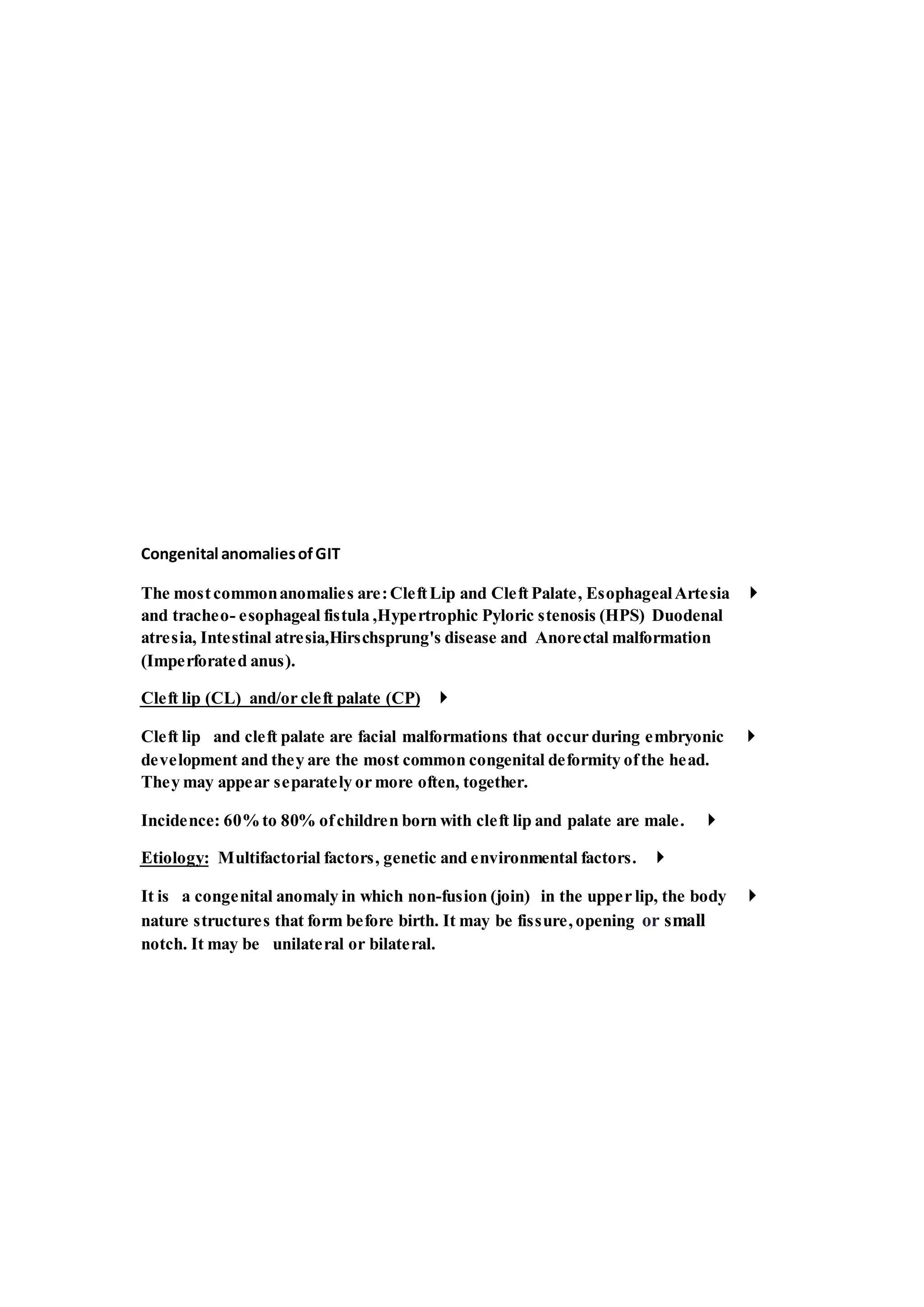 Congenital anomalies of gastrointestinal tract | DOCX