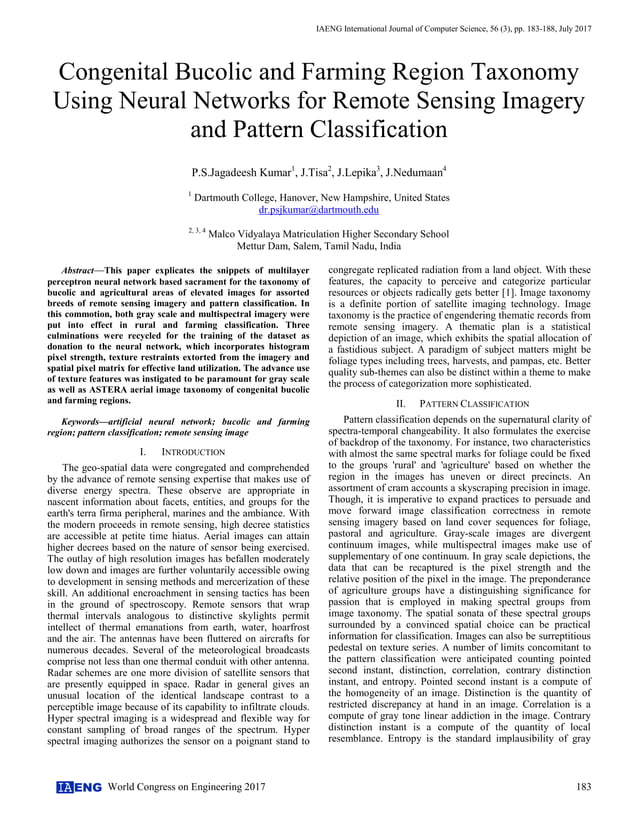 Congenital Bucolic and Farming Region Taxonomy Using Neural Networks for Remote Sensing Imagery ...