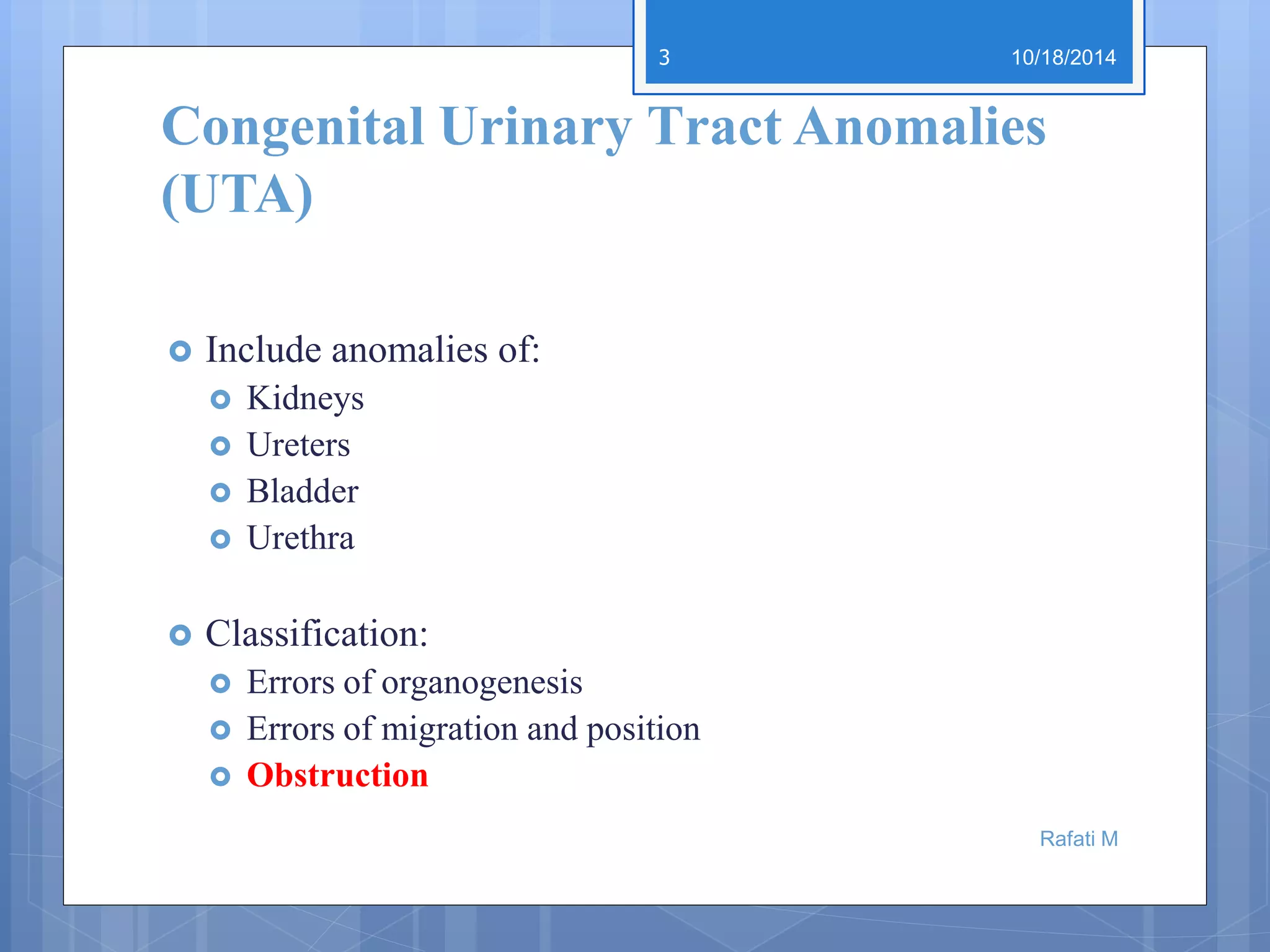 Genetics in Congenital Disorders of the Urinary Tract | PPTX