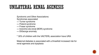 Congenital Kidney Anomalies * ANOMALIES OF RENAL NUMBER * ANOMALIES OF ...