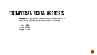 Congenital Kidney Anomalies * ANOMALIES OF RENAL NUMBER * ANOMALIES OF ...