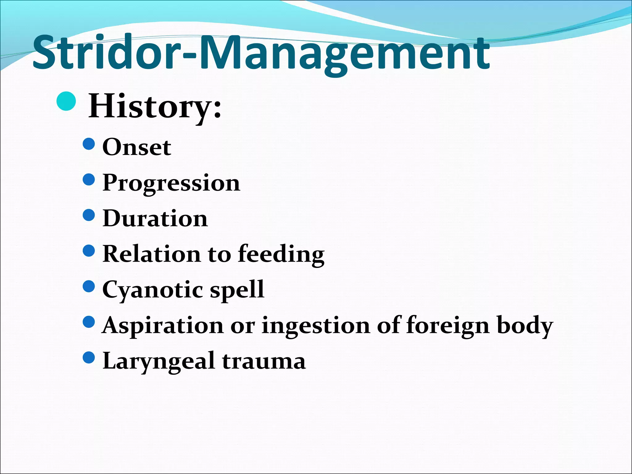 Congenital lesions of larynx and Stridor in Neonates | PPT
