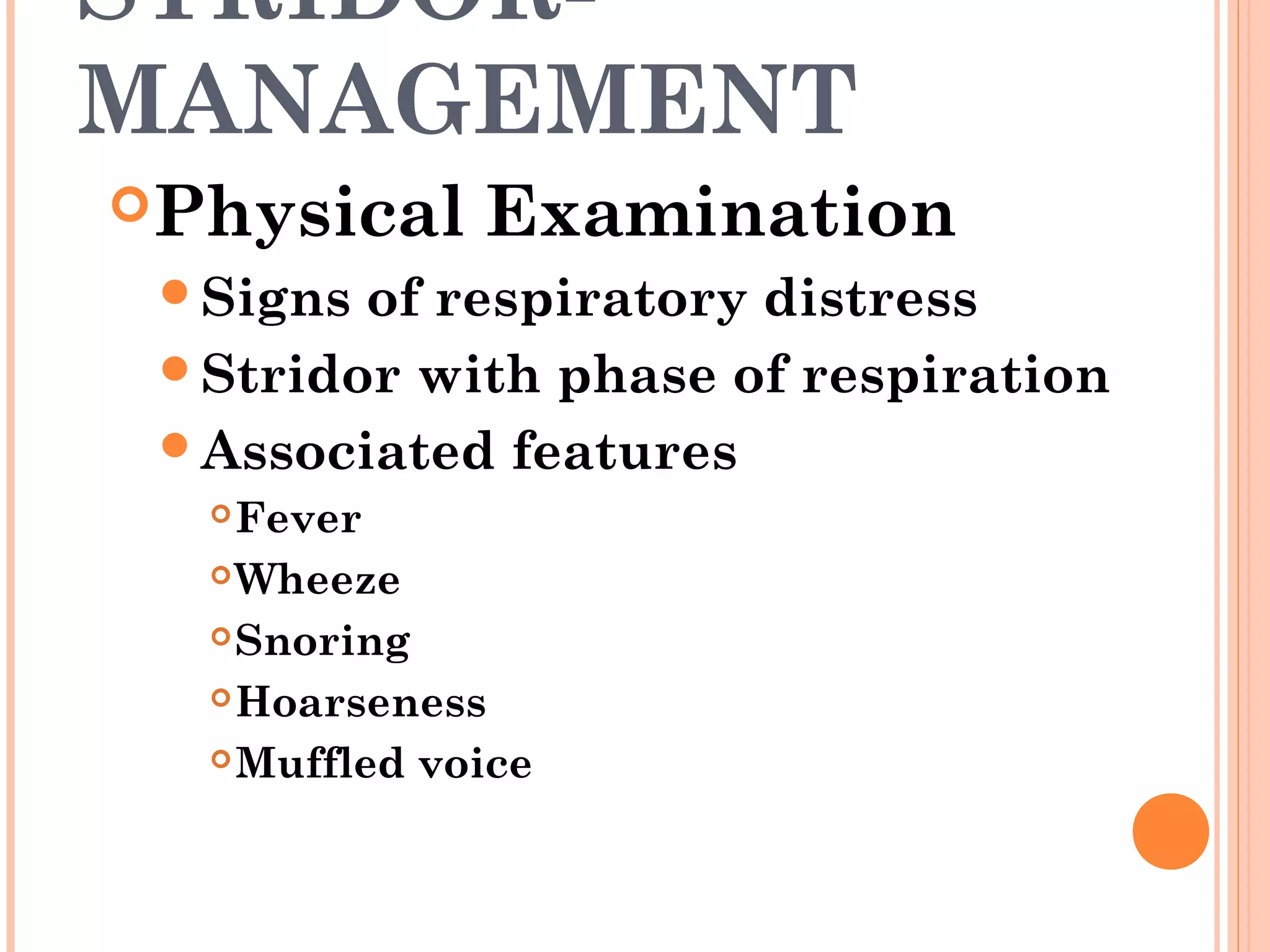 Congenital lesions of larynx and stridor management | PPT