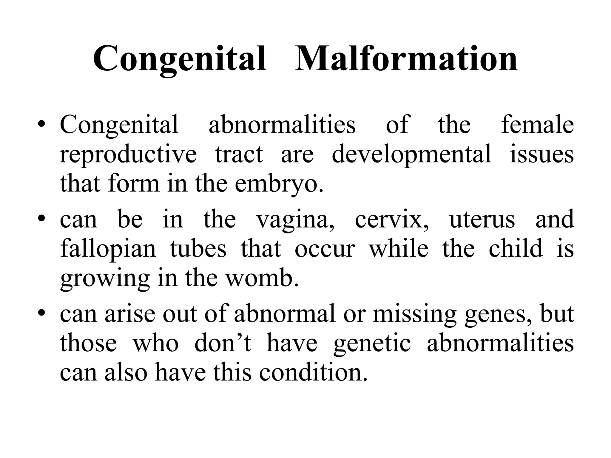 Congenital malformation of female reproductive organ | PPTX