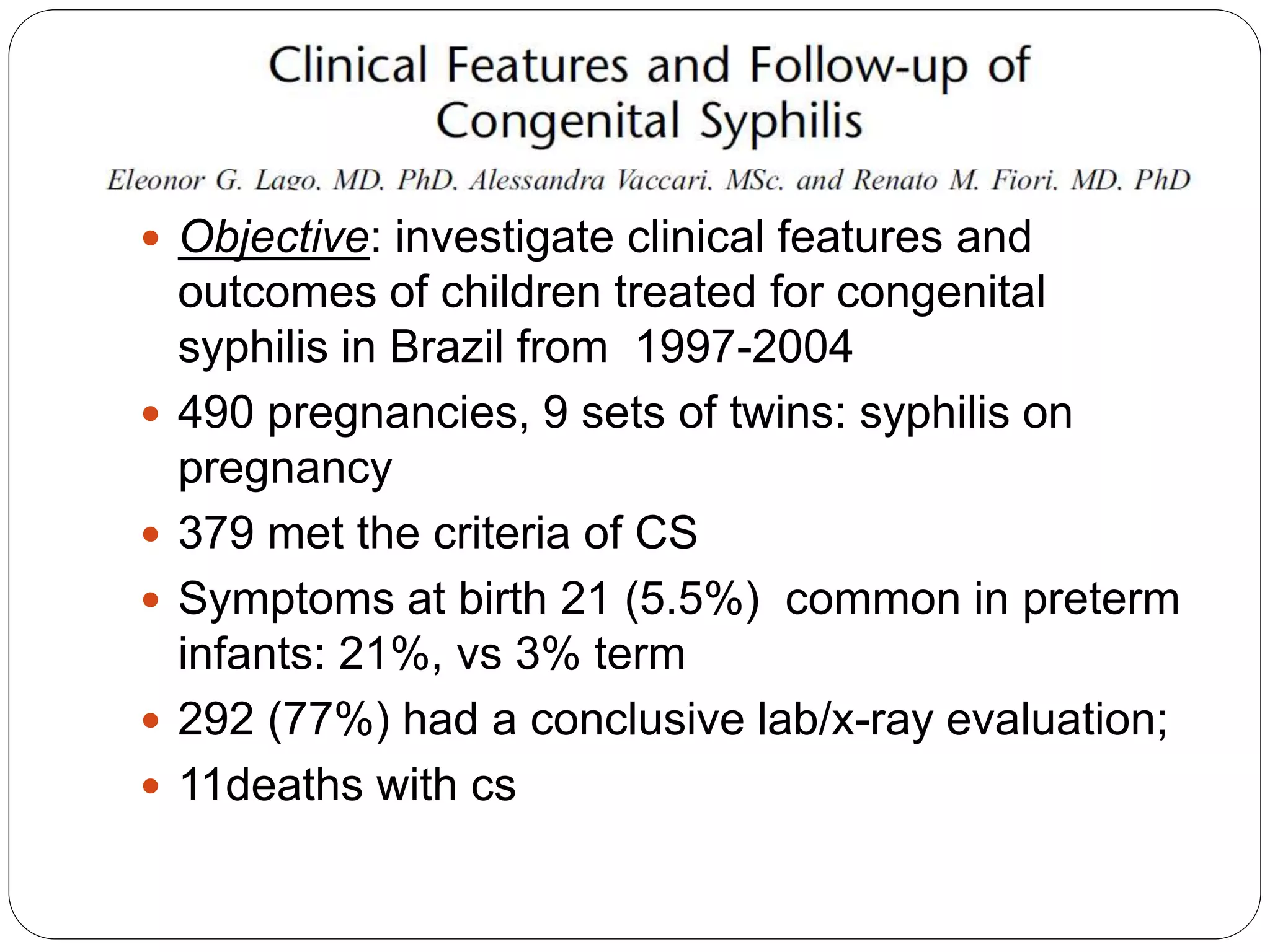 Congenital syphilis arire | PPT