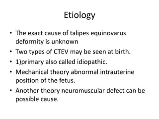 CONGENITAL TALIPES EQUINOVARUS.pptx | Foot Health | Diseases and Conditions